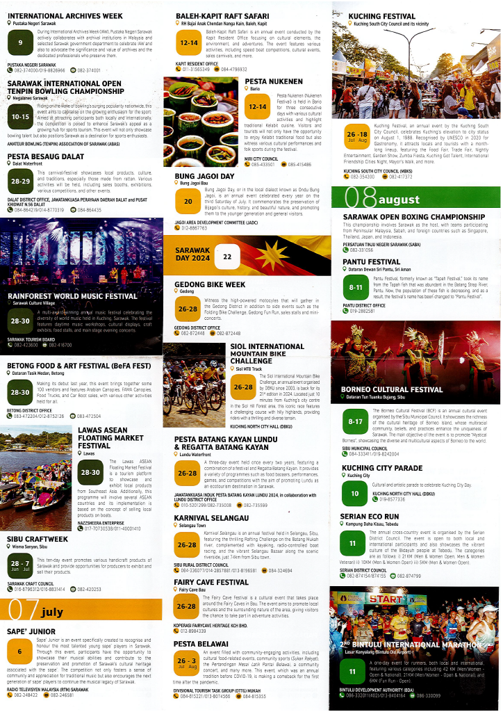 Calendar of Tourism Events 2024 - Portal Rasmi Pentadbiran Bahagian Kuching